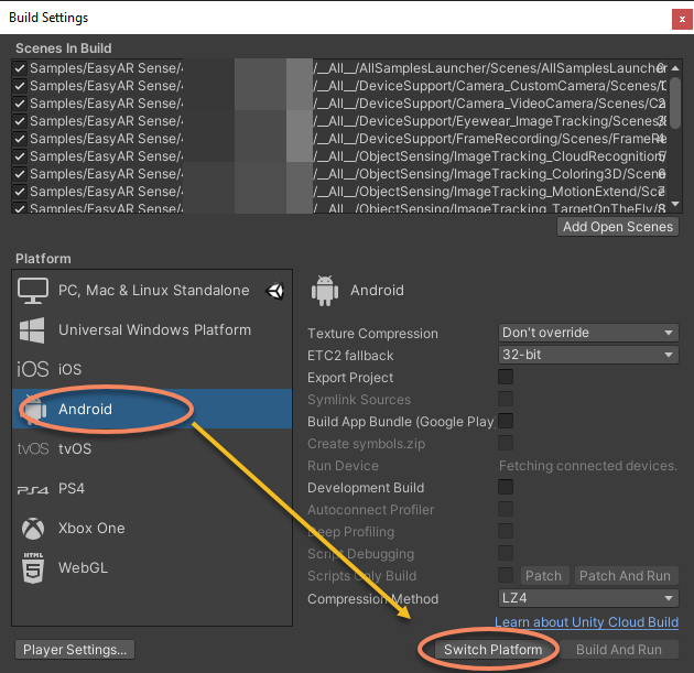 样例使用说明 — EasyAR Sense Unity Plugin 4000.0.0 文档